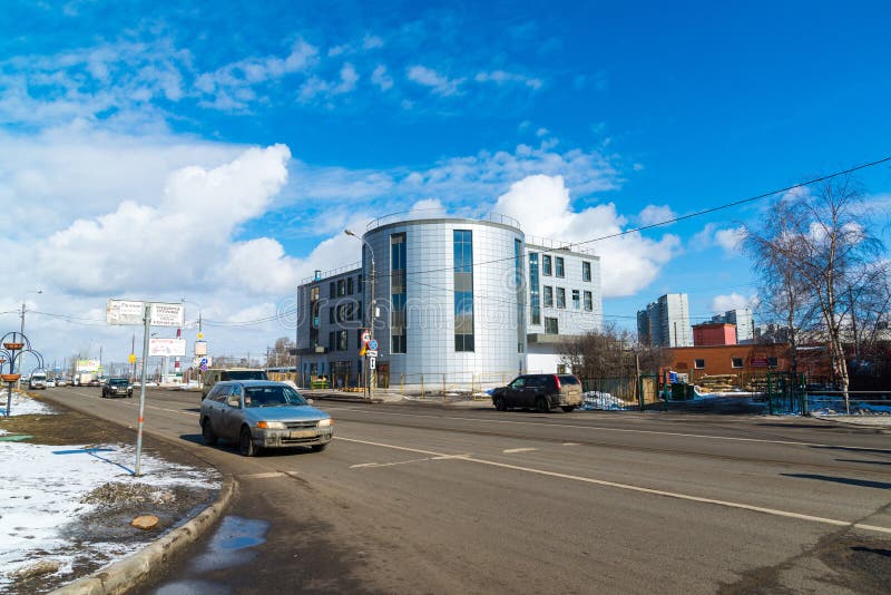 Moscow, Russia-March 20. 2016. Modern Garage Complex in Zelenograd ...