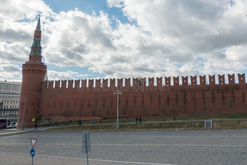 Moscow, Russia - 23 March 2017: Red Wall and Tower of Kremlin Editorial ...