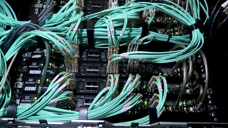 Optical Server. Commutator. Flashing Lights Stock Video - Video of data ...