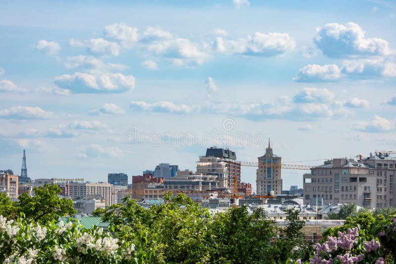 Moscow, Russia - May 22, 2019. View of Spring Moscow from the Moscow ...