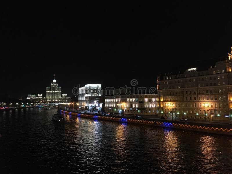 Moscow at Night in Russia during Fall. Stock Photo - Image of orthodox ...