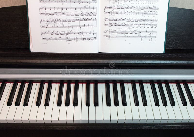 A Composition of the Sheet Music and the Piano Keyboard. Elements of ...