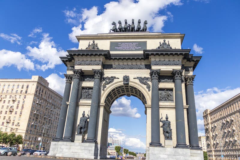 Moscow, Russia - 07.21.2021 - Shot of the Triumphal Arc. History ...