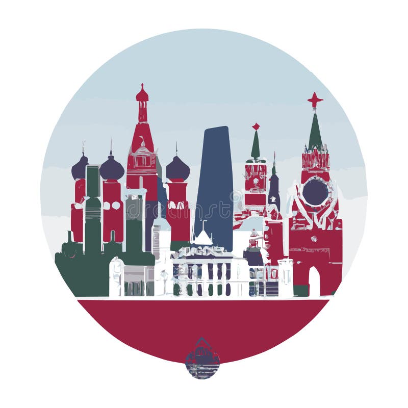 Moscow, Russia Skyline Illustration Stock Vector - Illustration of ...