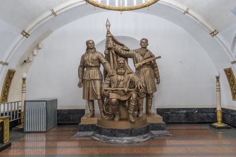 Moscow, Russia - Soviet Era Statue in between the Metro Stations ...