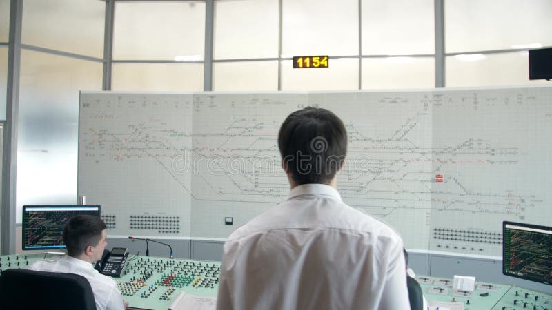 MOSCOW, RUSSIA - SPRING: Dispatcher of the Railway at Work. Train ...