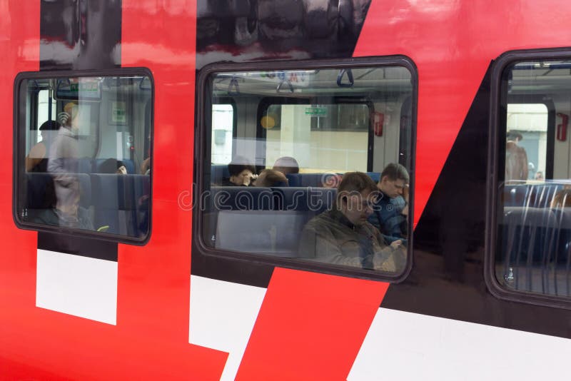 Moscow, Russia, Train on the Moscow Central Diameters, MCD Editorial ...