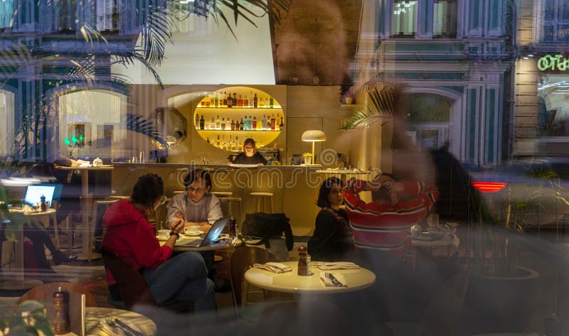 21/11/2019 Moscow RussiaPeople Inside Cafe Downtown at Moscow Editorial ...