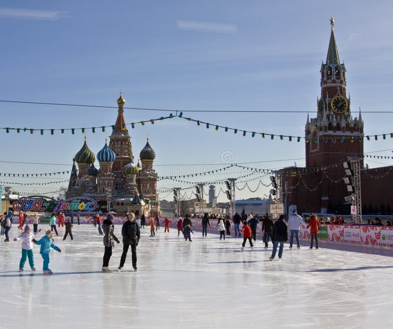 Moscow, Skating-rink on Red Square Editorial Image - Image of moscow ...