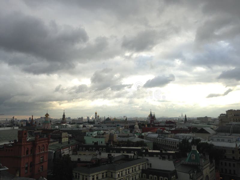 Moscow Skyline on Cloudy Day. Stock Photo - Image of church, moscow ...