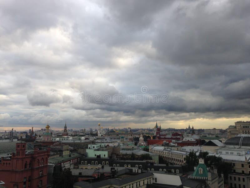 Moscow Skyline on Cloudy Day. Stock Photo - Image of square, gold: 77901860