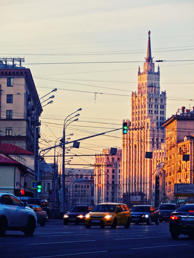 Moscow street editorial stock photo. Image of tower - 145476283