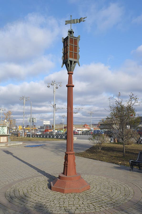 Moscow, Stylized Lantern on Square Editorial Stock Photo - Image of ...