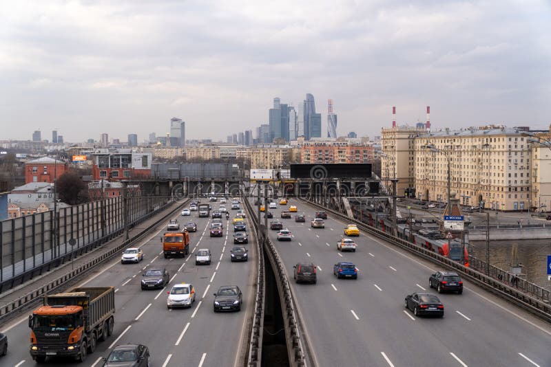 Moscow Third Ring Road Against the Background of Skyscrapers Editorial ...