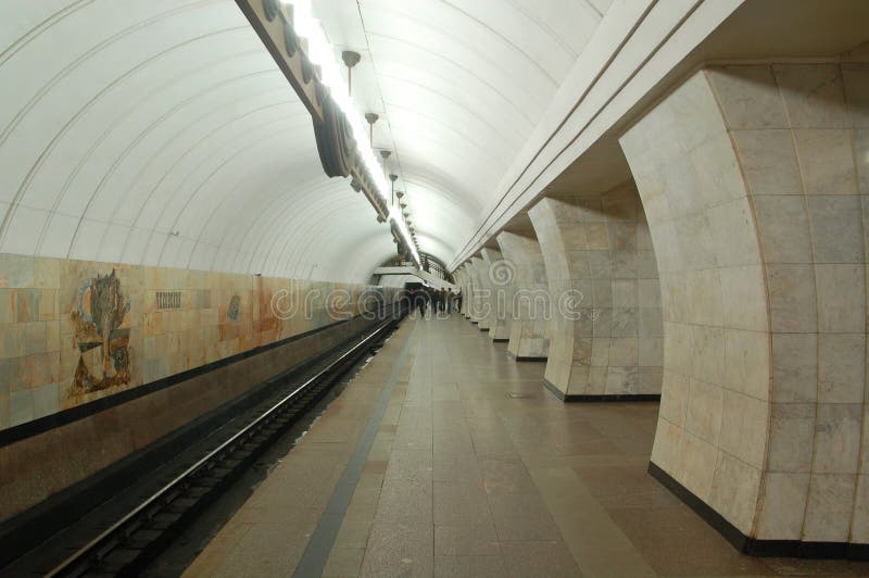 Moscow Underground, Station Chekhovskaya Stock Image - Image of subway ...