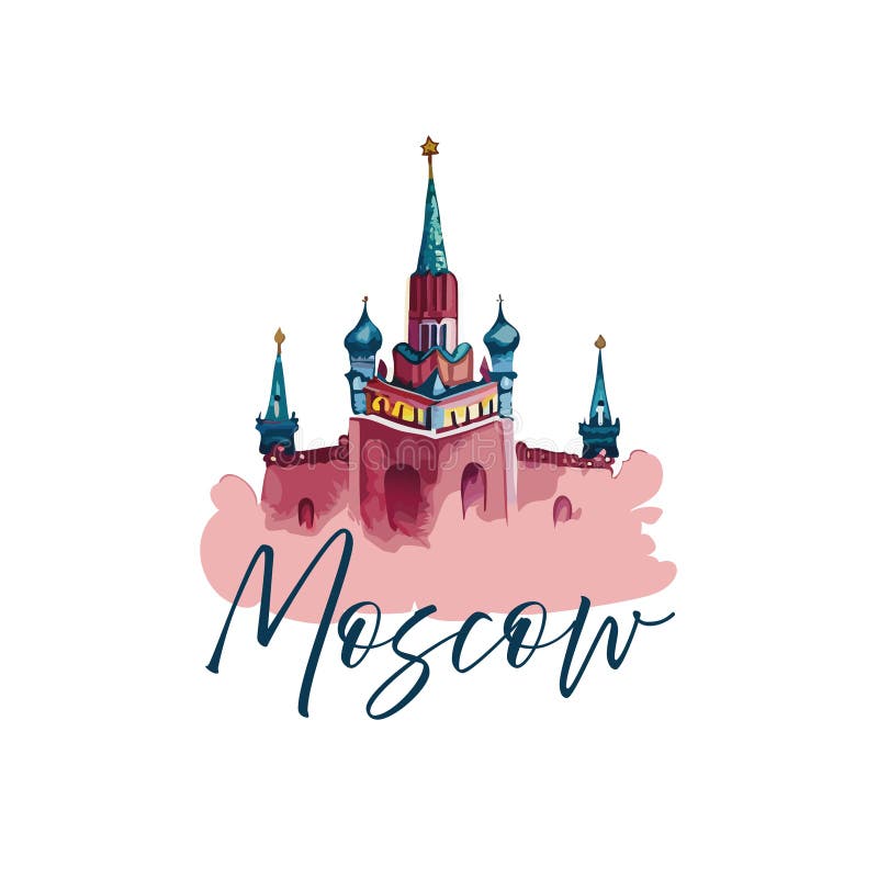 Moscow Vector Illustration in Watercolor Style. Stock Vector ...