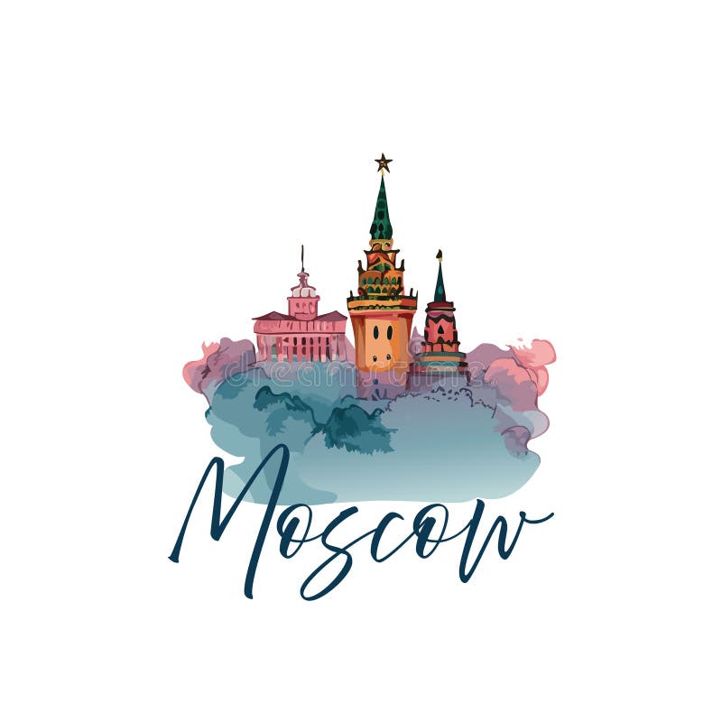 Moscow Vector Illustration in Watercolor Style. Stock Vector ...