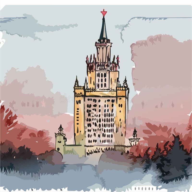 Moscow Vector Illustration in Watercolor Style Stock Vector ...