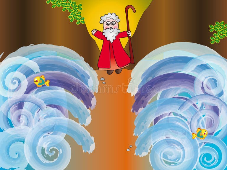Moses Parting Red Sea Stock Illustrations – 281 Moses Parting Red Sea ...