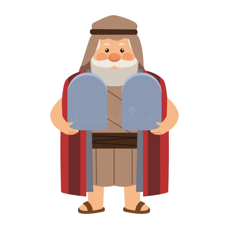 Moses Bible Character with Ten Commandments Stock Vector - Illustration ...