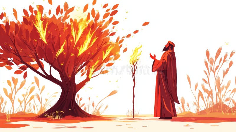 Moses and the Burning Bush. Generative AI. Stock Illustration ...