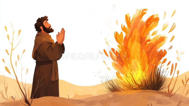 Moses and the Burning Bush. Generative AI. Stock Illustration ...