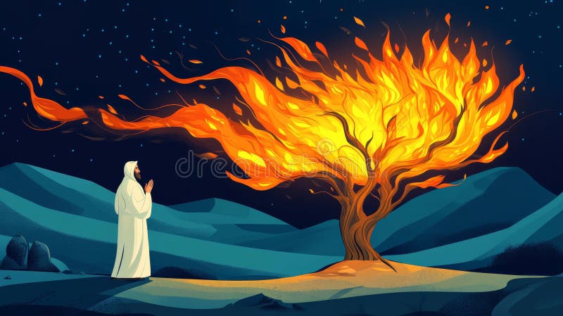 Moses and the Burning Bush. Generative AI. Stock Illustration ...