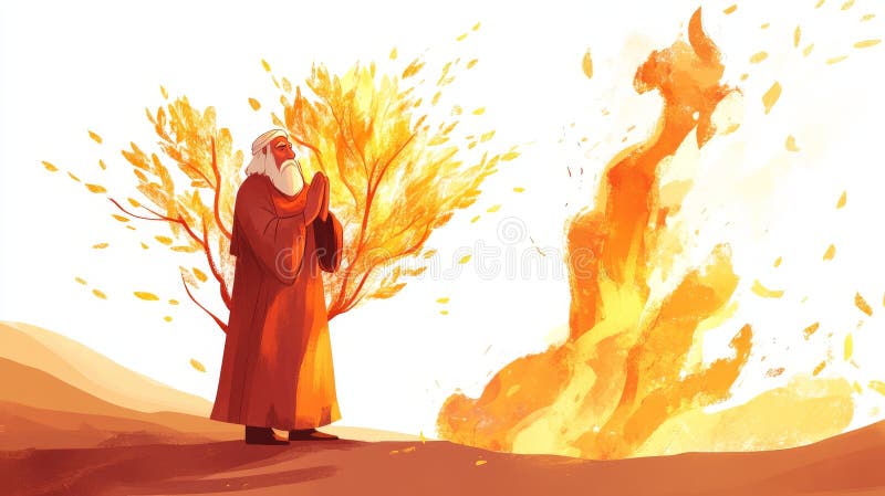 Moses and the Burning Bush. Generative AI. Stock Illustration ...