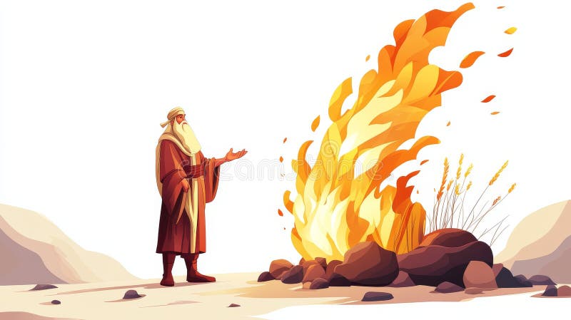 Moses and the Burning Bush. Generative AI. Stock Illustration ...