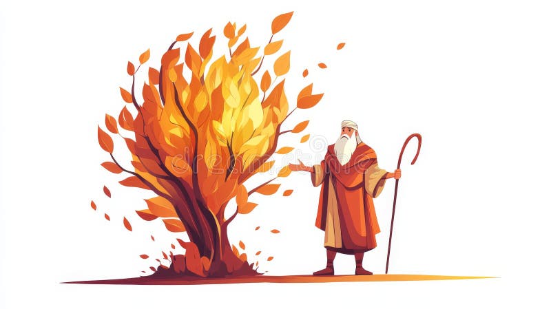 Moses and the Burning Bush. Generative AI. Stock Illustration ...