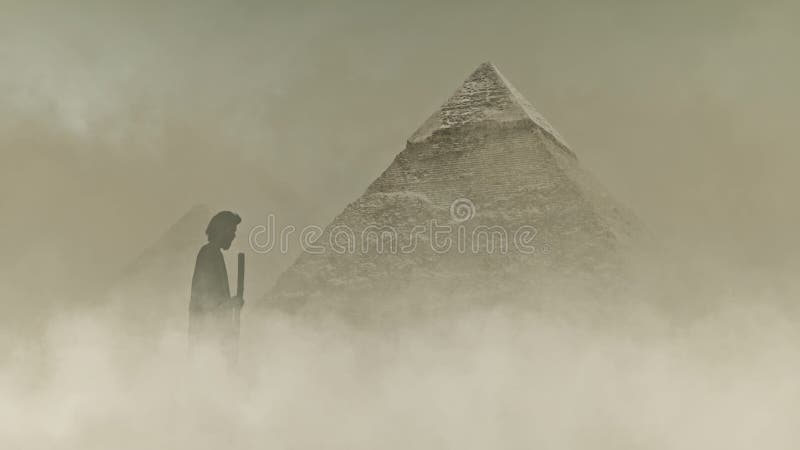 Moses and the Great Pyramid of Giza Under a Sandstorm Stock Footage ...