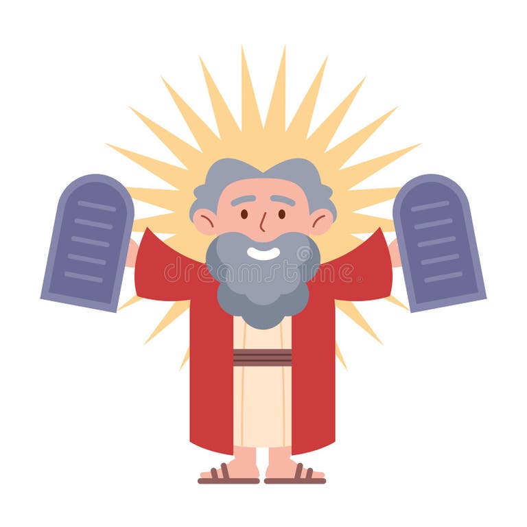 Moses Holding Ten Commandments Stock Vector - Illustration of religious ...