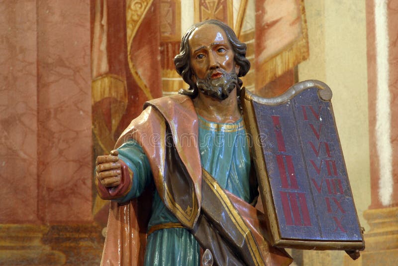 Moses Holding the Ten Commandments Stock Image - Image of devotion ...