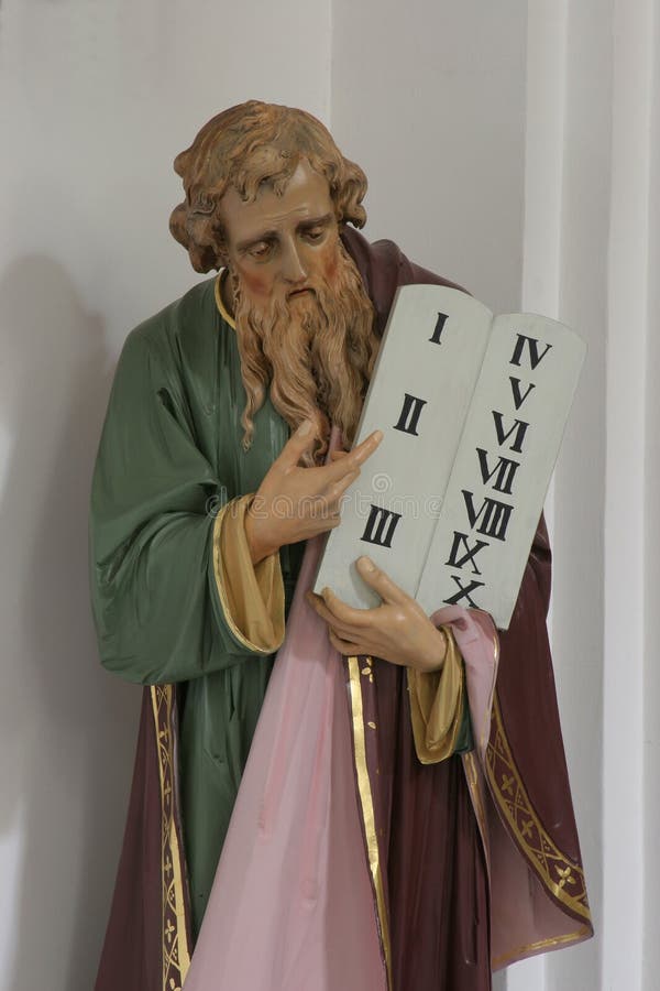 Moses Holding the Ten Commandments Stock Image - Image of catholic ...