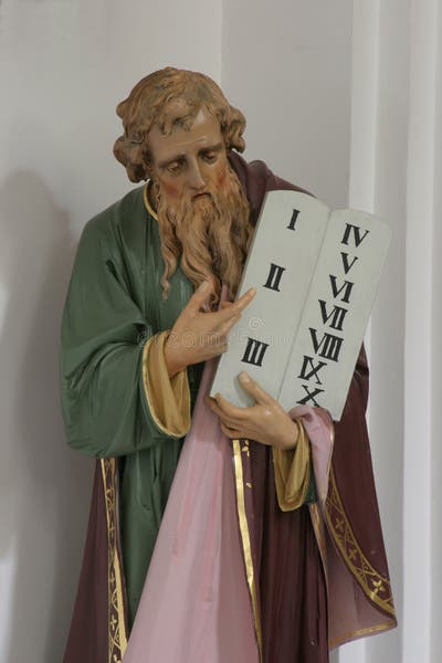 Moses Holding the Ten Commandments Stock Image - Image of catholic ...