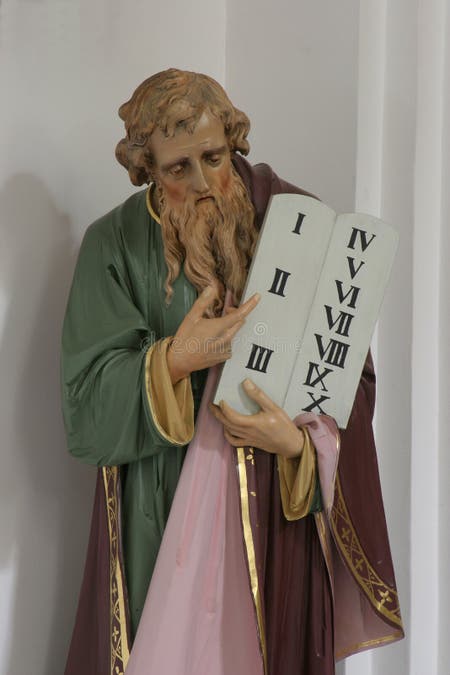 Moses Holding the Ten Commandments Stock Image - Image of catholic ...