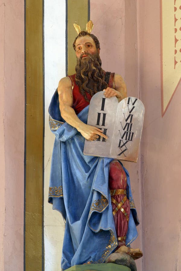 Moses Holding the Ten Commandments Stock Image - Image of catholic ...