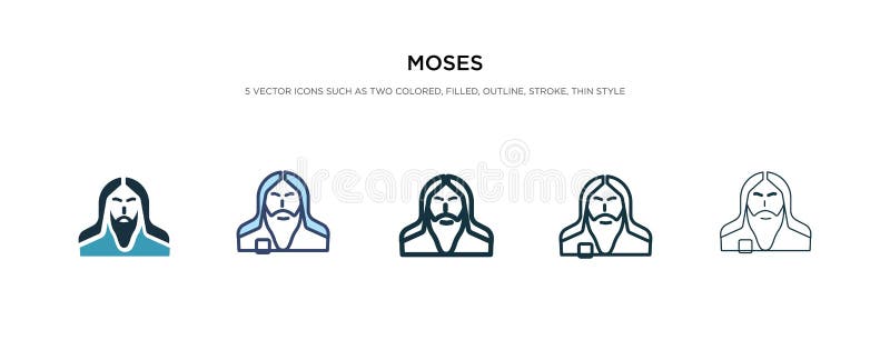 Moses Icon in Different Style Vector Illustration. Two Colored and ...