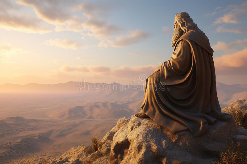 Moses on Mount Nebo. Generative AI Stock Illustration - Illustration of ...