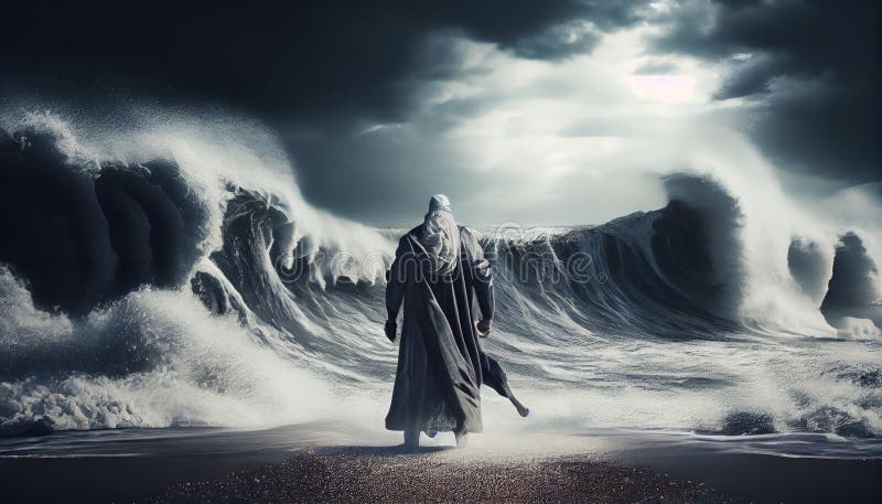 Moses Parting the Red Sea stock illustration. Illustration of nature ...