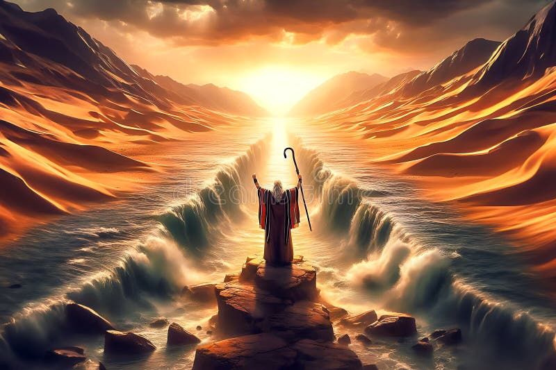 Moses Parting the Red Sea: a Miraculous Biblical Event Stock Image ...