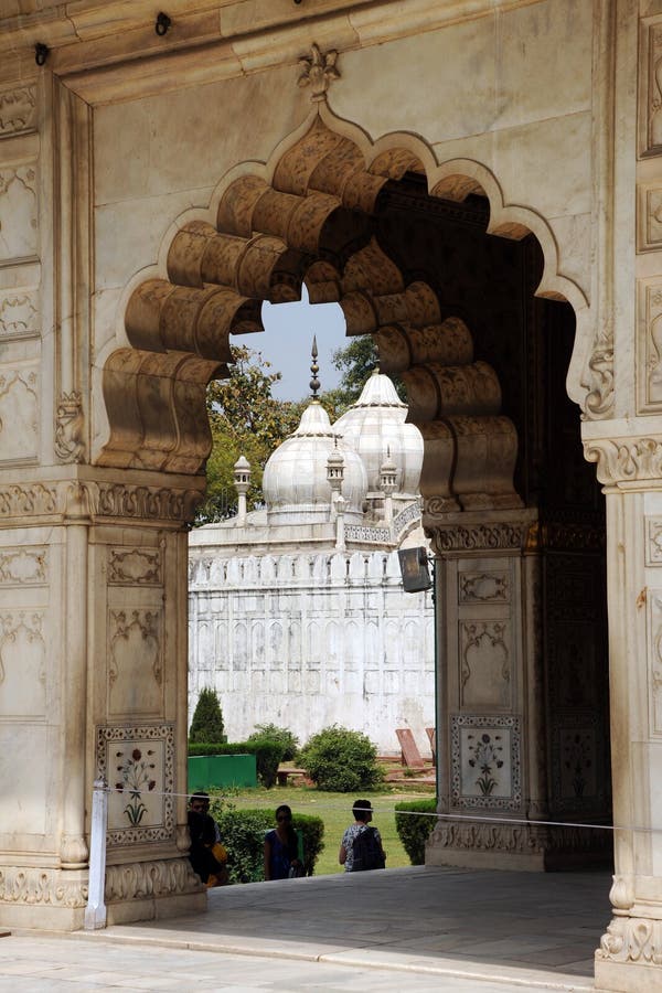 Moskee, Rood Fort. New Delhi, India. Redactionele Foto - Image of ...