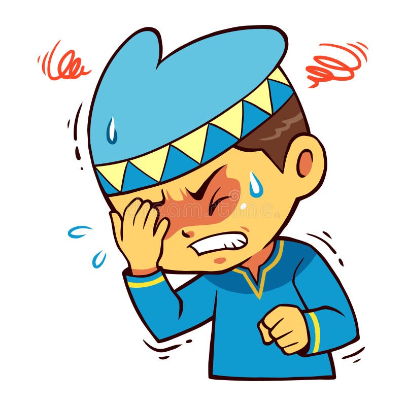 Moslem Boy Character Pose Dizzy Stock Illustration - Illustration of ...