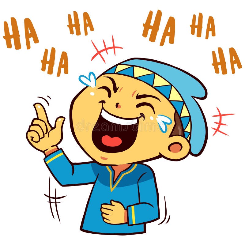Moslem Boy Character Pose Laughing so Hard Stock Illustration ...