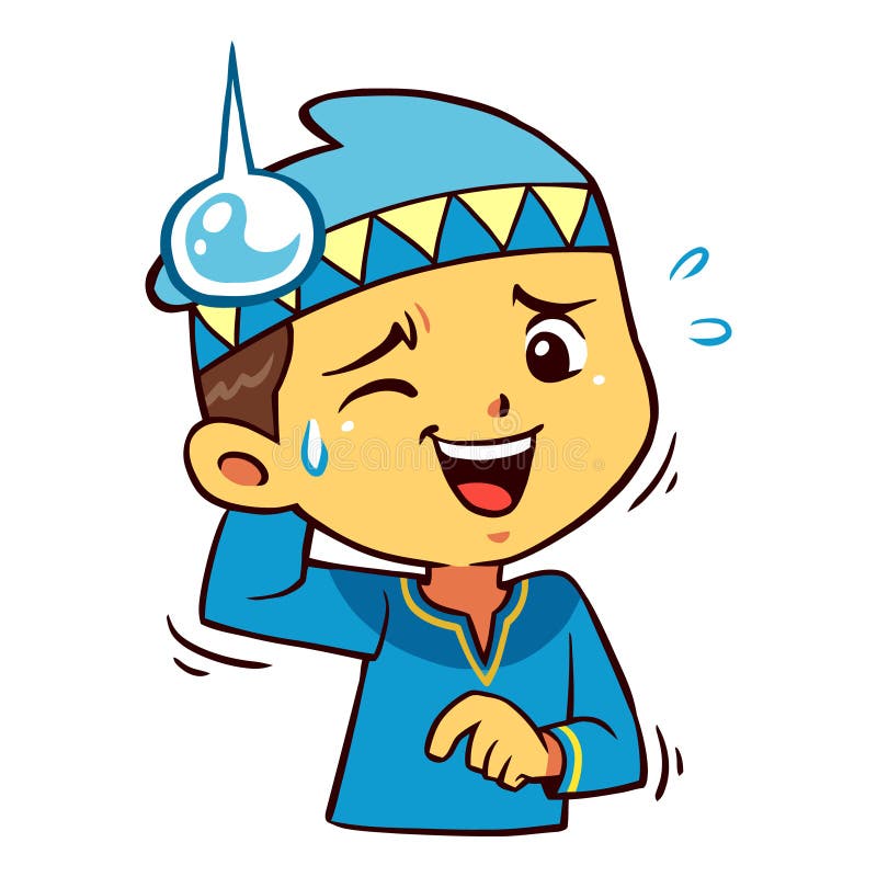 Moslem Boy Character Sorry Pose Stock Illustration - Illustration of ...