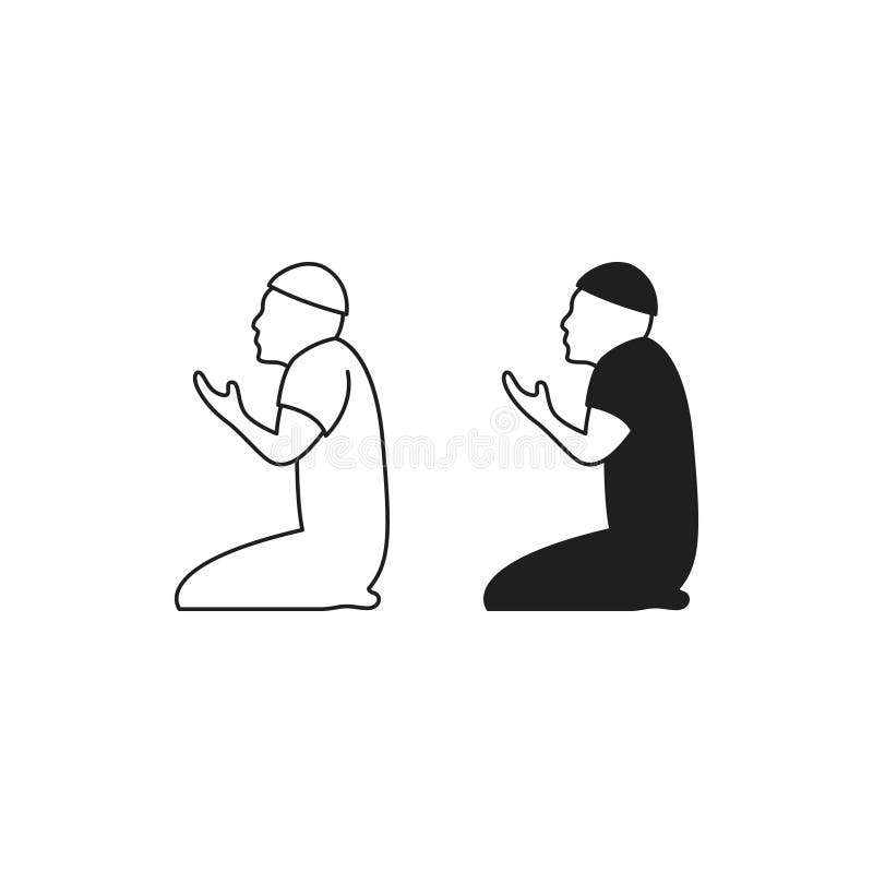 Moslem Man Pray Icon Vector Illustration Stock Vector - Illustration of ...