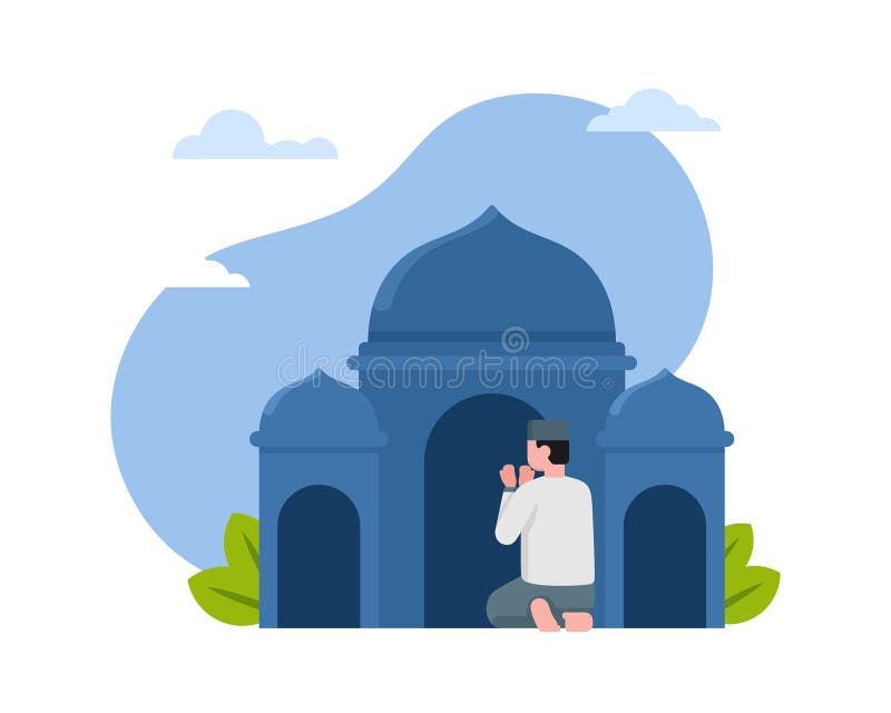 Moslems Man Praying Vector Illustration Stock Vector - Illustration of ...