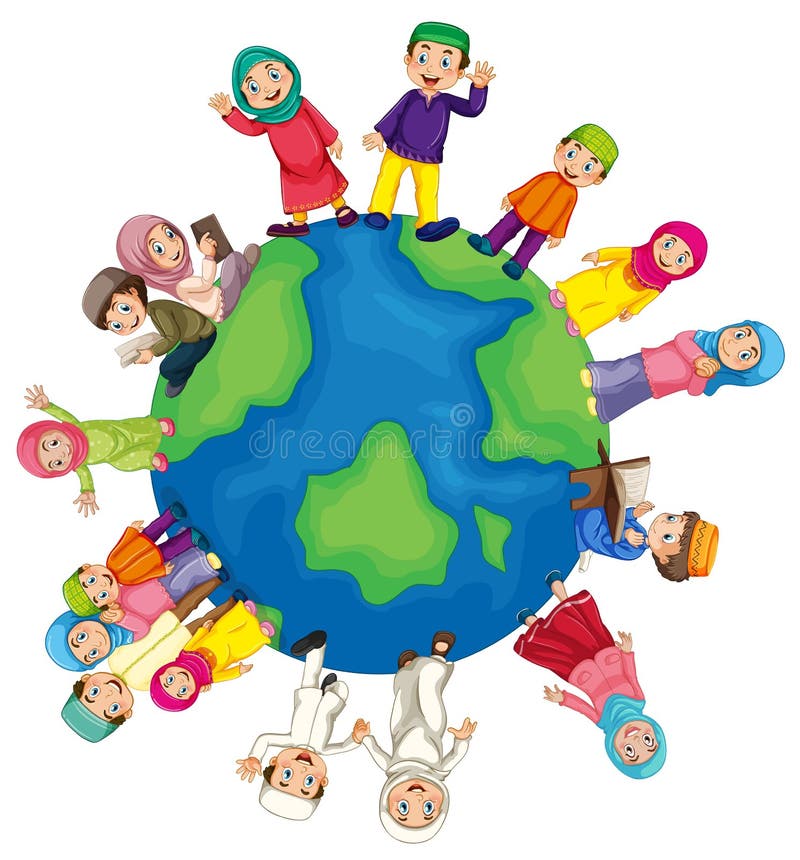 Moslim en wereld vector illustratie. Illustration of moslim - 52334172