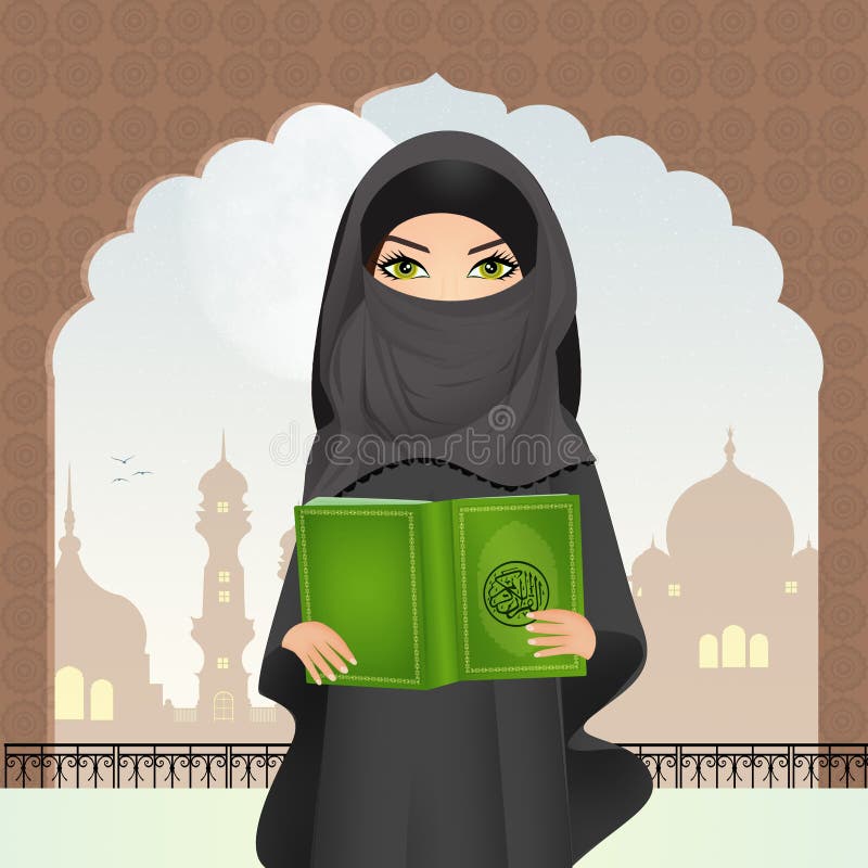 Moslimmeisje Met Islam` S Heilig Boek De Koran Stock Illustratie ... Moslimmeisje Met Islam` S Heilig Boek De Koran Stock Illustratie ...