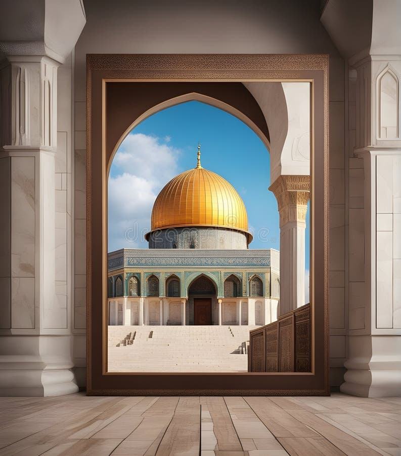 Mosque Alaqsa Palestinian Frame Wall Stock Illustration - Illustration ...